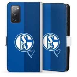 DeinDesign Galaxy S20 FE Handy Klapph&uuml;lle Handyh&uuml;lle aus Kunst Leder wei&szlig; Flip Case Fc Schalke 04 Heart Sideflip mit Lasche