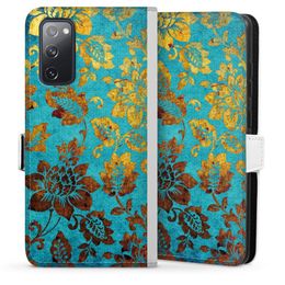 DeinDesign Galaxy S20 FE 5G Handy Klapph&uuml;lle Handyh&uuml;lle aus Kunst Leder wei&szlig; Flip Case Flowers Vintage Ornament Sideflip mit Lasche