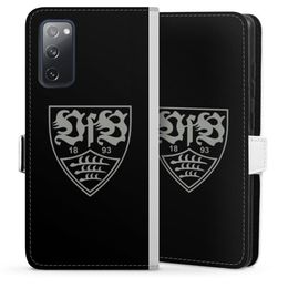 DeinDesign Galaxy S20 FE Handy Klapph&uuml;lle Handyh&uuml;lle aus Kunst Leder wei&szlig; Flip Case Vfb Stuttgart Logo Official Licensed Product Sideflip mit Lasche