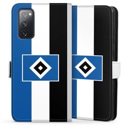 DeinDesign Galaxy S20 FE 5G Handy Klapph&uuml;lle Handyh&uuml;lle aus Kunst Leder wei&szlig; Flip Case Stripes Hsv Hamburger Sv Sideflip mit Lasche