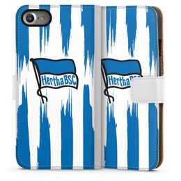 DeinDesign iPhone SE (2020) Handy Klapph&uuml;lle Handyh&uuml;lle aus Kunst Leder wei&szlig; Flip Case Bundesliga Official Licensed Product Hertha Bsc Sideflip mit Lasche