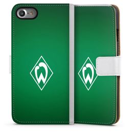DeinDesign iPhone SE (2022) Handy Klapph&uuml;lle Handyh&uuml;lle aus Kunst Leder wei&szlig; Flip Case Logo Sv Werder Bremen Merchandise Sideflip mit Lasche