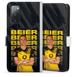 DeinDesign Galaxy S20 FE 5G Handy Klapph&uuml;lle Handyh&uuml;lle aus Kunst Leder wei&szlig; Flip Case Borussia Dortmund Maximilian Beier Bvb Sideflip mit Lasche