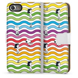 DeinDesign iPhone SE (2020) Handy Klapph&uuml;lle Handyh&uuml;lle aus Kunst Leder wei&szlig; Flip Case Muster Peanuts Snoopy Sideflip mit Lasche