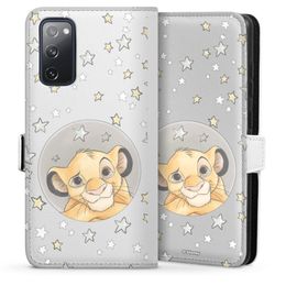 DeinDesign Galaxy S20 FE 5G Handy Klapph&uuml;lle Handyh&uuml;lle aus Kunst Leder wei&szlig; Flip Case Simba Lion King Disney Sideflip mit Lasche