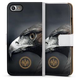 DeinDesign iPhone SE (2020) Handy Klapph&uuml;lle Handyh&uuml;lle aus Kunst Leder wei&szlig; Flip Case Official Licensed Product Eintracht Frankfurt Eagle Sideflip mit Lasche
