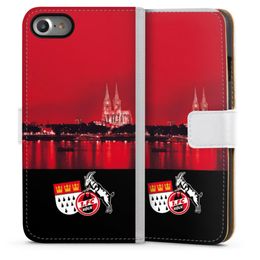 DeinDesign iPhone SE (2020) Handy Klapph&uuml;lle Handyh&uuml;lle aus Kunst Leder wei&szlig; Flip Case Official Licensed Product 1. Fc K&ouml;ln Skyline Sideflip mit Lasche