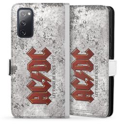 DeinDesign Galaxy S20 FE 5G Handy Klapph&uuml;lle Handyh&uuml;lle aus Kunst Leder wei&szlig; Flip Case Merchandise Acdc Logo Sideflip mit Lasche