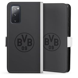 DeinDesign Galaxy S20 FE 5G Handy Klapph&uuml;lle Handyh&uuml;lle aus Kunst Leder wei&szlig; Flip Case Bvb Borussia Dortmund Logo Sideflip mit Lasche