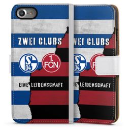 DeinDesign iPhone SE (2020) Handy Klapph&uuml;lle Handyh&uuml;lle aus Kunst Leder wei&szlig; Flip Case Fc Schalke 04 Friendship 1. Fc N&uuml;rnberg Sideflip mit Lasche