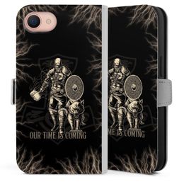 DeinDesign iPhone 17e Handy Klapph&uuml;lle Handyh&uuml;lle aus Kunst Leder wei&szlig; Flip Case Wikinger Vikings Tv Show Designs Sideflip mit Lasche