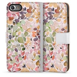 DeinDesign iPhone SE (2022) Handy Klapph&uuml;lle Handyh&uuml;lle aus Kunst Leder wei&szlig; Flip Case Pattern Eukalyptus Muster Sideflip mit Lasche