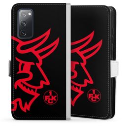 DeinDesign Galaxy S20 FE 5G Handy Klapph&uuml;lle Handyh&uuml;lle aus Kunst Leder wei&szlig; Flip Case 1. Fc Kaiserslautern Logo Official Licensed Product Sideflip mit Lasche