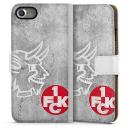 DeinDesign iPhone SE (2020) Handy Klapph&uuml;lle Handyh&uuml;lle aus Kunst Leder wei&szlig; Flip Case 1. Fc Kaiserslautern Devil 1. Fck Sideflip mit Lasche