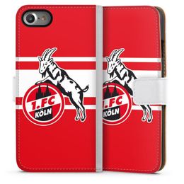 DeinDesign iPhone SE (2020) Handy Klapph&uuml;lle Handyh&uuml;lle aus Kunst Leder wei&szlig; Flip Case Official Licensed Product 1. Fc K&ouml;ln Coat Of Arms Sideflip mit Lasche