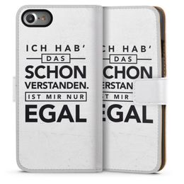 DeinDesign iPhone SE (2020) Handy Klapph&uuml;lle Handyh&uuml;lle aus Kunst Leder wei&szlig; Flip Case Spruch Sayings Statement Sideflip mit Lasche