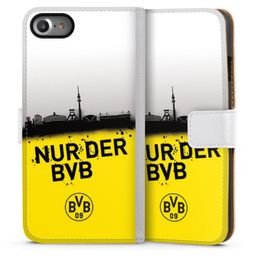 DeinDesign iPhone SE (2020) Handy Klapph&uuml;lle Handyh&uuml;lle aus Kunst Leder wei&szlig; Flip Case Borussia Dortmund Statement Bvb Sideflip mit Lasche