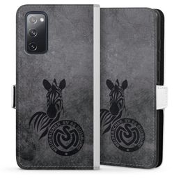 DeinDesign Galaxy S20 FE Handy Klapph&uuml;lle Handyh&uuml;lle aus Kunst Leder wei&szlig; Flip Case Msv Duisburg Zebra Official Licensed Product Sideflip mit Lasche