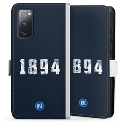 DeinDesign Galaxy S20 FE Handy Klapph&uuml;lle Handyh&uuml;lle aus Kunst Leder wei&szlig; Flip Case Ksc Karlsruher Sc Bundesliga Sideflip mit Lasche