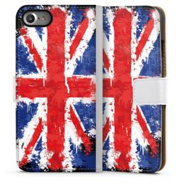 DeinDesign iPhone SE (2020) Handy Klapph&uuml;lle Handyh&uuml;lle aus Kunst Leder wei&szlig; Flip Case England Union Jack Flag Sideflip mit Lasche