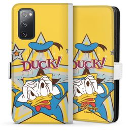 DeinDesign Galaxy S20 FE Handy Klapph&uuml;lle Handyh&uuml;lle aus Kunst Leder wei&szlig; Flip Case Donald Duck Disney Official Licensed Product Sideflip mit Lasche