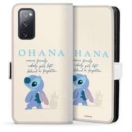 DeinDesign Galaxy S20 FE 5G Handy Klapph&uuml;lle Handyh&uuml;lle aus Kunst Leder wei&szlig; Flip Case Disney Official Licensed Product Lilo & Stitch Sideflip mit Lasche