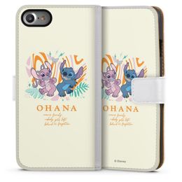 DeinDesign iPhone SE (2020) Handy Klapph&uuml;lle Handyh&uuml;lle aus Kunst Leder wei&szlig; Flip Case Lilo & Stitch Official Licensed Product Disney Sideflip mit Lasche