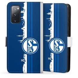 DeinDesign Galaxy S20 FE Handy Klapph&uuml;lle Handyh&uuml;lle aus Kunst Leder wei&szlig; Flip Case Official Licensed Product Fc Schalke 04 Skyline Sideflip mit Lasche