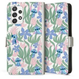 DeinDesign Galaxy A52s 5G Handy Klapph&uuml;lle Handyh&uuml;lle aus Kunst Leder wei&szlig; Flip Case Disney Muster Lilo & Stitch Sideflip mit Lasche