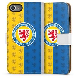 DeinDesign iPhone SE (2020) Handy Klapph&uuml;lle Handyh&uuml;lle aus Kunst Leder wei&szlig; Flip Case Official Licensed Product Eintracht Braunschweig Logo Sideflip mit Lasche