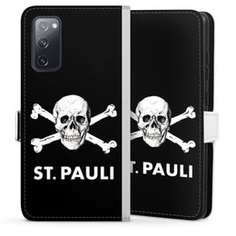 DeinDesign Galaxy S20 FE Handy Klapph&uuml;lle Handyh&uuml;lle aus Kunst Leder wei&szlig; Flip Case Totenkopf Fc St. Pauli Official Licensed Product Sideflip mit Lasche