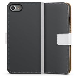 DeinDesign iPhone SE (2020) Handy Klapph&uuml;lle Handyh&uuml;lle aus Kunst Leder wei&szlig; Flip Case Unicoloured Black Colour Sideflip mit Lasche