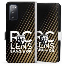 DeinDesign Galaxy S20 FE 5G Handy Klapph&uuml;lle Handyh&uuml;lle aus Kunst Leder wei&szlig; Flip Case Rc Lens Racing Club De Lens Rcl Sideflip mit Lasche
