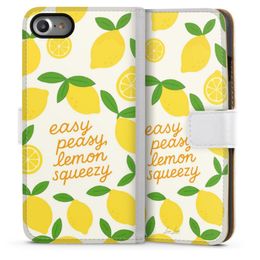 DeinDesign iPhone SE (2020) Handy Klapph&uuml;lle Handyh&uuml;lle aus Kunst Leder wei&szlig; Flip Case Spruch Statement Lemon Sideflip mit Lasche