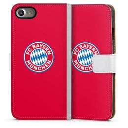 DeinDesign iPhone SE (2020) Handy Klapph&uuml;lle Handyh&uuml;lle aus Kunst Leder wei&szlig; Flip Case Fc Bayern M&uuml;nchen Fcb Logo Sideflip mit Lasche
