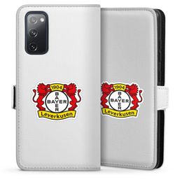 DeinDesign Galaxy S20 FE Handy Klapph&uuml;lle Handyh&uuml;lle aus Kunst Leder wei&szlig; Flip Case Official Licensed Product Bayer 04 Leverkusen Logo Sideflip mit Lasche