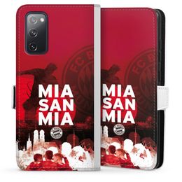 DeinDesign Galaxy S20 FE Handy Klapph&uuml;lle Handyh&uuml;lle aus Kunst Leder wei&szlig; Flip Case Fc Bayern M&uuml;nchen Fcb Mia San Mia Sideflip mit Lasche