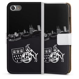 DeinDesign iPhone SE (2022) Handy Klapph&uuml;lle Handyh&uuml;lle aus Kunst Leder wei&szlig; Flip Case Skyline Official Licensed Product 1. Fc K&ouml;ln Sideflip mit Lasche
