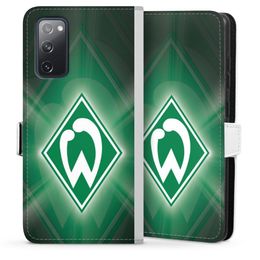 DeinDesign Galaxy S20 FE Handy Klapph&uuml;lle Handyh&uuml;lle aus Kunst Leder wei&szlig; Flip Case Coat Of Arms Official Licensed Product Sv Werder Bremen Sideflip mit Lasche