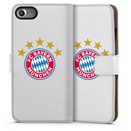DeinDesign iPhone SE (2020) Handy Klapph&uuml;lle Handyh&uuml;lle aus Kunst Leder wei&szlig; Flip Case Star Fc Bayern M&uuml;nchen Fcb Sideflip mit Lasche