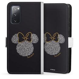 DeinDesign Galaxy S20 FE 5G Handy Klapph&uuml;lle Handyh&uuml;lle aus Kunst Leder wei&szlig; Flip Case Minnie Mouse Muster Disney Sideflip mit Lasche