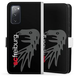 DeinDesign Galaxy S20 FE 5G Handy Klapph&uuml;lle Handyh&uuml;lle aus Kunst Leder wei&szlig; Flip Case Logo Sc Freiburg Official Licensed Product Sideflip mit Lasche