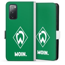 DeinDesign Galaxy S20 FE 5G Handy Klapph&uuml;lle Handyh&uuml;lle aus Kunst Leder wei&szlig; Flip Case Moin Official Licensed Product Sv Werder Bremen Sideflip mit Lasche