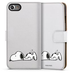 DeinDesign iPhone SE (2020) Handy Klapph&uuml;lle Handyh&uuml;lle aus Kunst Leder wei&szlig; Flip Case Peanuts Snoopy Official Licensed Product Sideflip mit Lasche