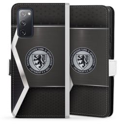 DeinDesign Galaxy S20 FE 5G Handy Klapph&uuml;lle Handyh&uuml;lle aus Kunst Leder wei&szlig; Flip Case Metallic Look Eintracht Braunschweig Official Licensed Product Sideflip 