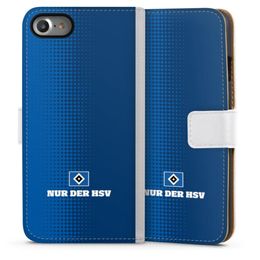 DeinDesign iPhone SE (2022) Handy Klapph&uuml;lle Handyh&uuml;lle aus Kunst Leder wei&szlig; Flip Case Official Licensed Product Hsv Logo Sideflip mit Lasche