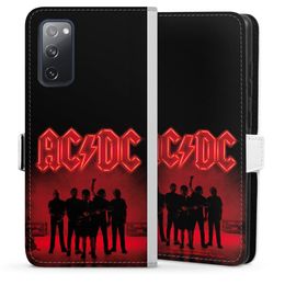 DeinDesign Galaxy S20 FE 5G Handy Klapph&uuml;lle Handyh&uuml;lle aus Kunst Leder wei&szlig; Flip Case Band Acdc Official Licensed Product Sideflip mit Lasche