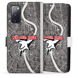 DeinDesign Galaxy S20 FE 5G Handy Klapph&uuml;lle Handyh&uuml;lle aus Kunst Leder wei&szlig; Flip Case Ice Hockey K&ouml;lner Haie Official Licensed Product Sideflip mit Lasche