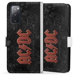 DeinDesign Galaxy S20 FE 5G Handy Klapph&uuml;lle Handyh&uuml;lle aus Kunst Leder wei&szlig; Flip Case Acdc Logo Merchandise Sideflip mit Lasche