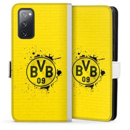 DeinDesign Galaxy S20 FE 5G Handy Klapph&uuml;lle Handyh&uuml;lle aus Kunst Leder wei&szlig; Flip Case Borussia Dortmund Official Licensed Product Bvb Sideflip mit Lasche